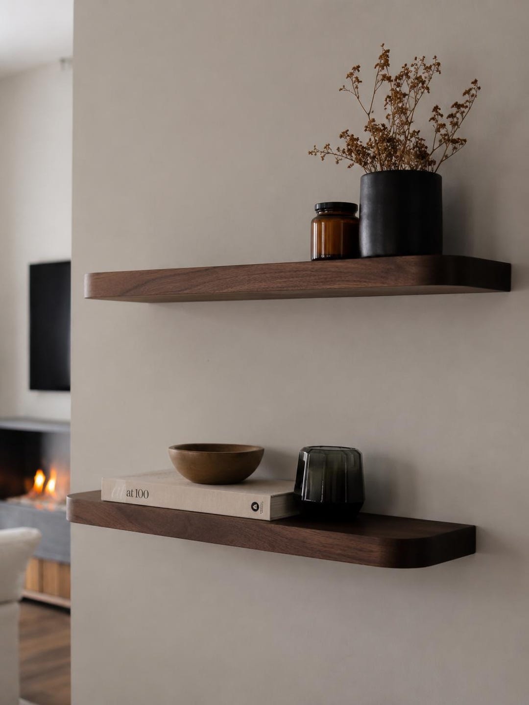 Floating Wood Shelf Rounded Ends Minimalist Custom - Etsy
