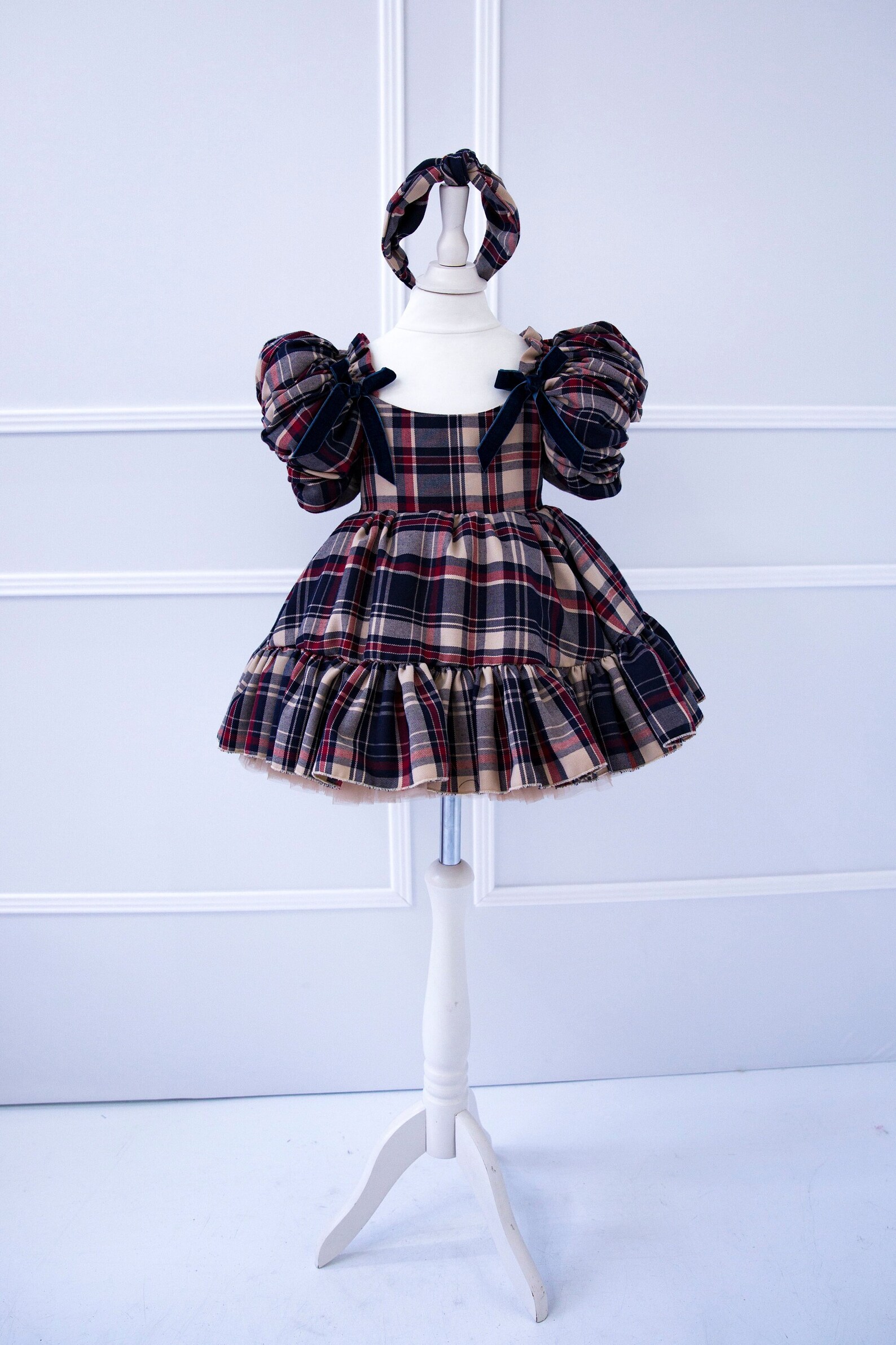 Red Tutu Puffy Plaid Flannel, Tartan Christmas Dress, Baby Dress ...