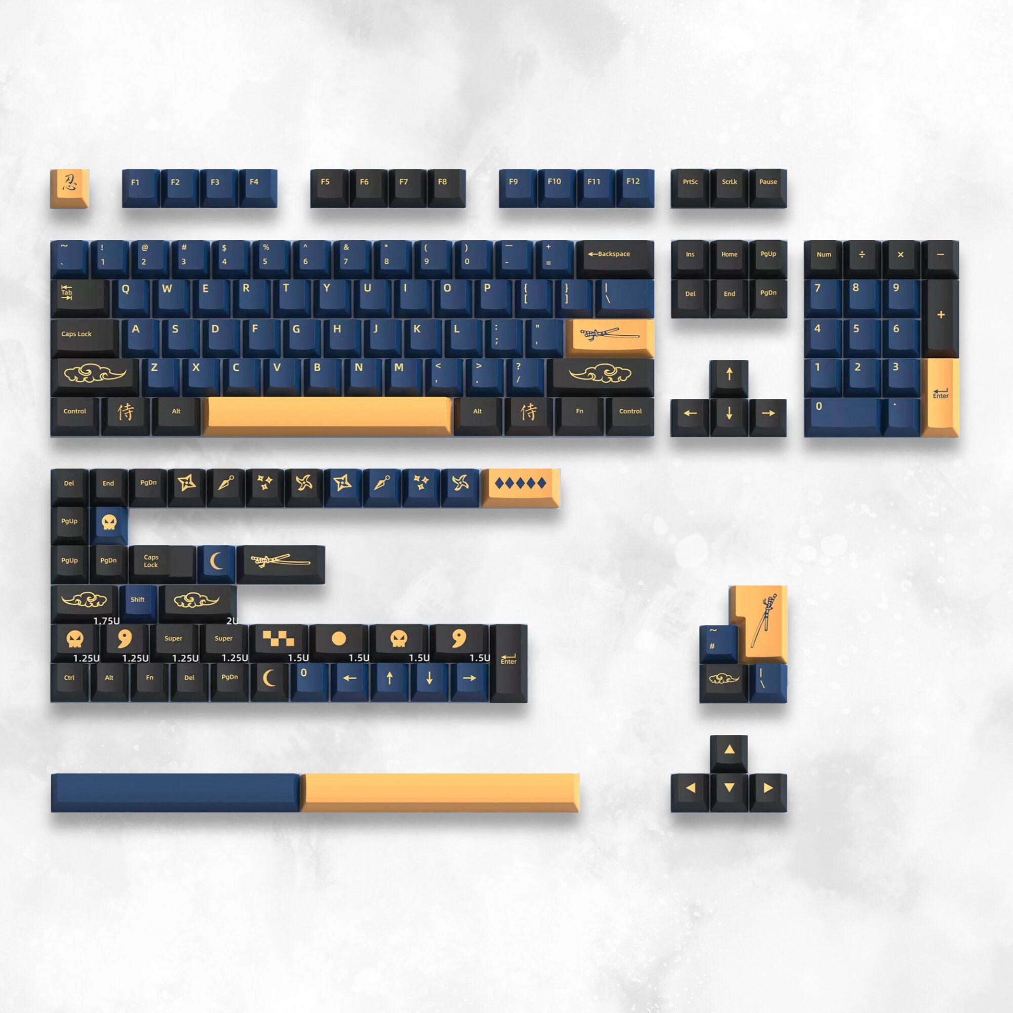 Blue Samurai Keycaps Set, 139/156 Key OEM Keycaps Set for Mechanical ...