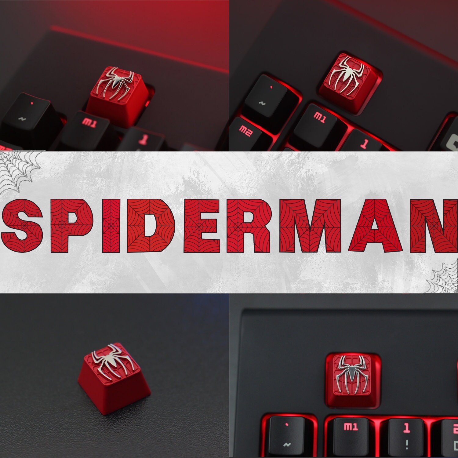 Spiderman Full Metal Backlit Keycaps for Cherry MX Mechanical Keyboard ...