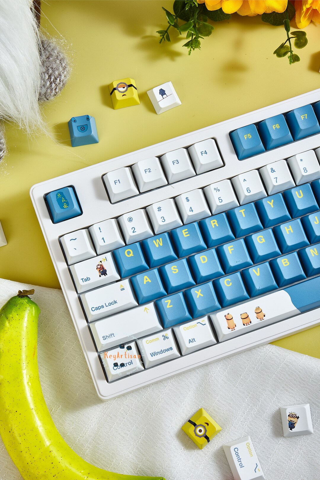 132pcs Minions Keycap, PBT Dye-sub Keycaps Set for Cherry MX Switch ...