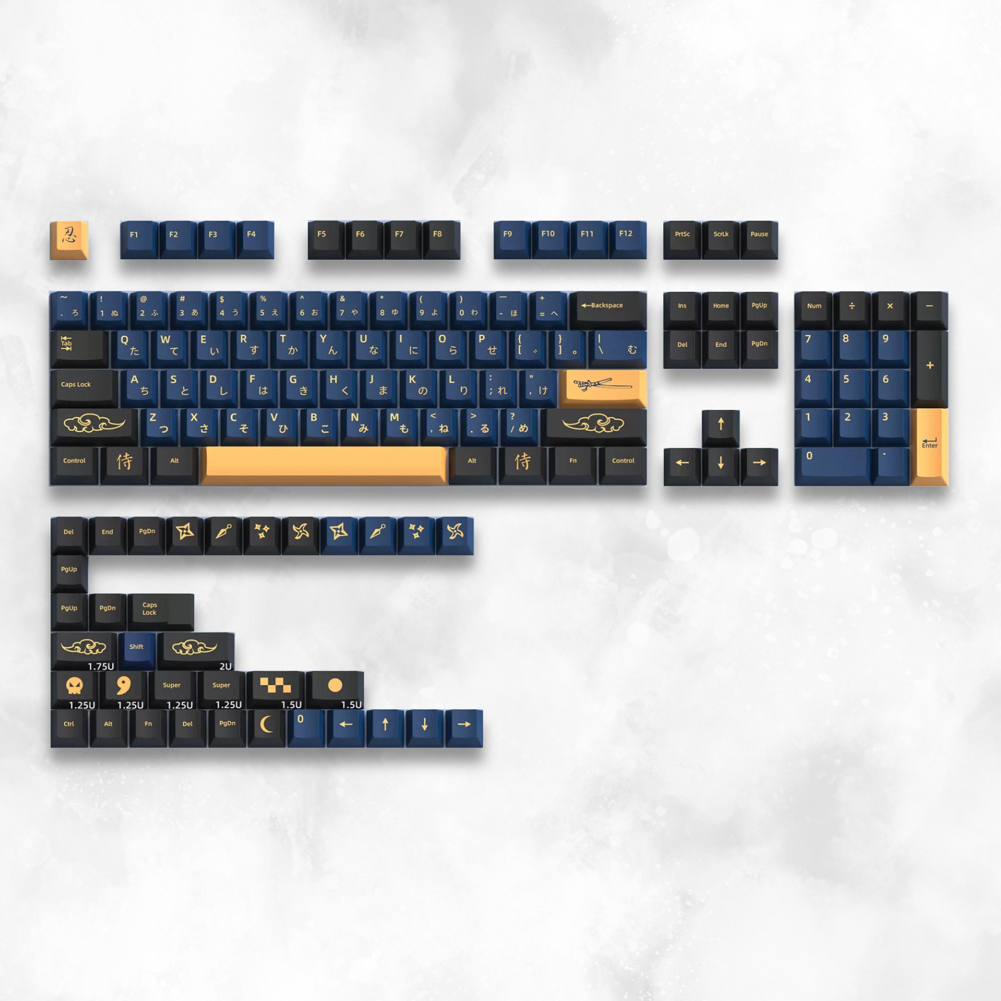 Blue Samurai Keycaps Set, 139/156 Key OEM Keycaps Set for Mechanical ...
