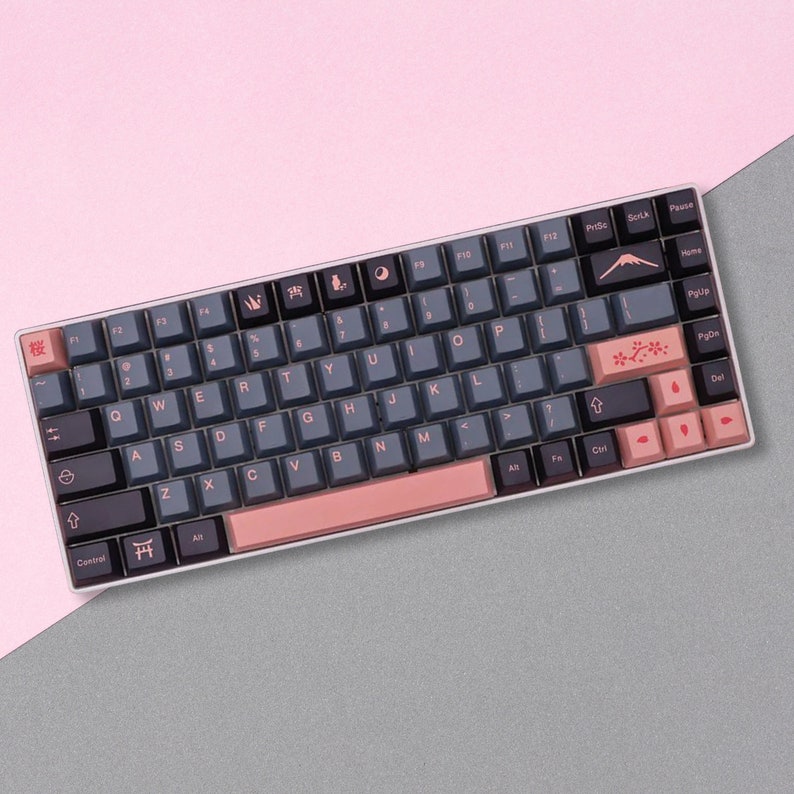 151 Keys Night Sakura Keycaps Set for Mechanical Keyboard, Cherry MX ...