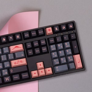 151 Keys Night Sakura Keycaps Set for Mechanical Keyboard, Cherry MX ...