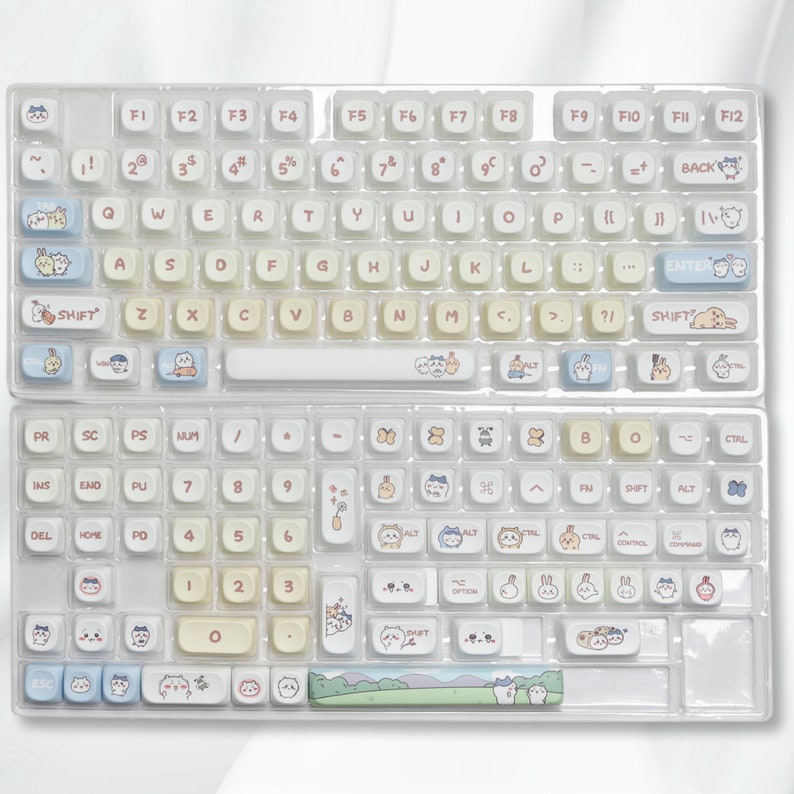 144 Keys Cute Chikawa MOA Profile Keycaps Set for Mechanical Keyboard ...