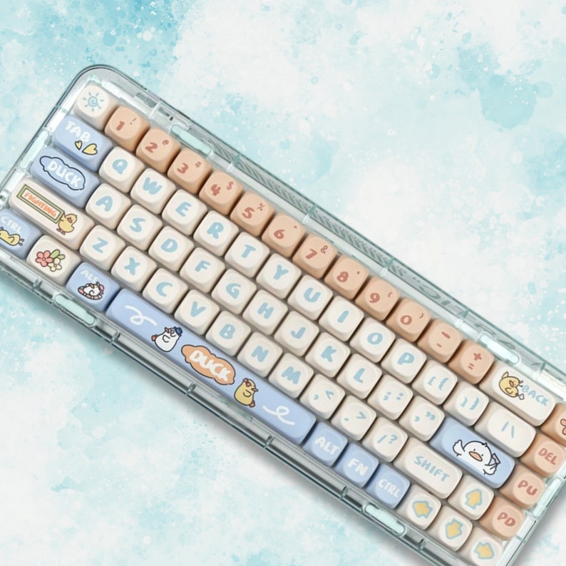 139 Key Cute Duck Keycaps Set, Cute MOA Profile Keycap, Double Shot ...