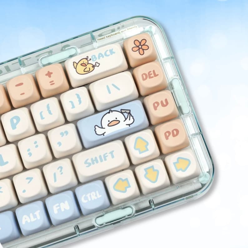 139 Key Cute Duck Keycaps Set, Cute MOA Profile Keycap, Double Shot ...