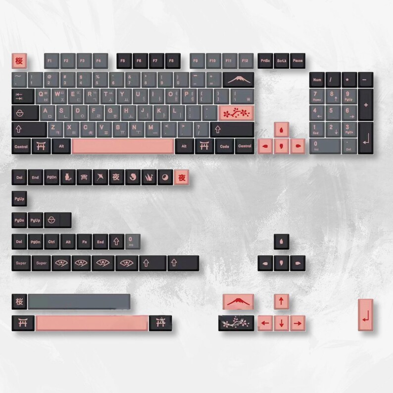 151 Keys Night Sakura Keycaps Set for Mechanical Keyboard, Cherry MX ...