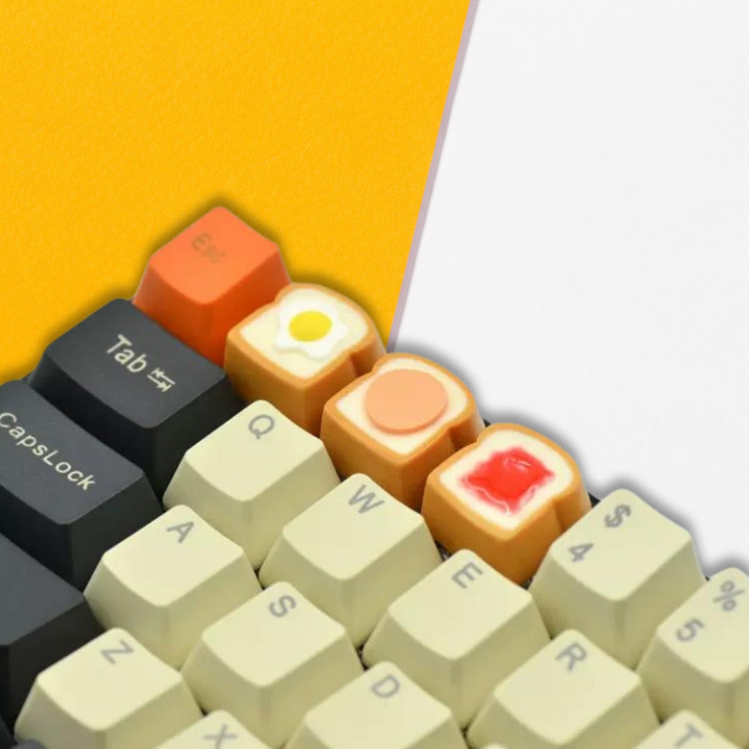 Cute Toast Keycaps, Bread Jam, Egg and Ham Toast Artisan Resin Keycaps ...