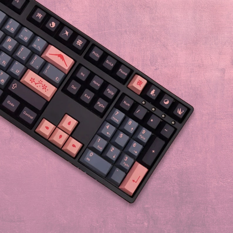 151 Keys Night Sakura Keycaps Set for Mechanical Keyboard, Cherry MX ...