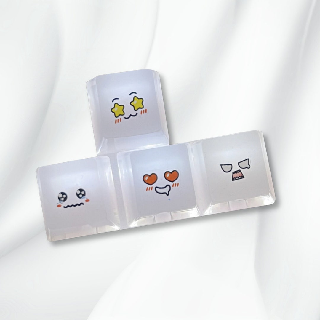 4 Set Kawaii Emojis Epoxy Resin Keycap for Mechanical Keyboard, Cute ...