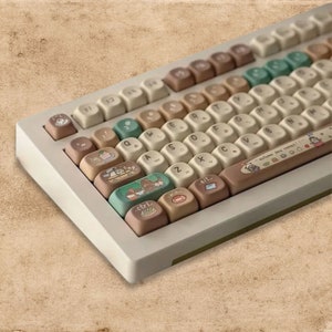 131 Key Cute Cafe Keycaps Set for Mechanical Keyboard, PBT Sublimation ...