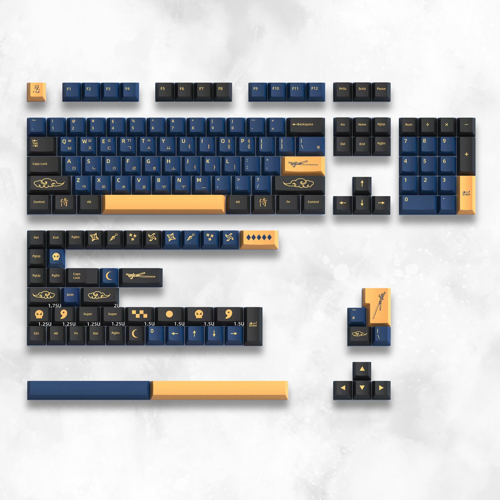 Blue Samurai Keycaps Set, 139/156 Key OEM Keycaps Set for Mechanical ...