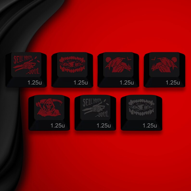 Demonic Red and Black Keycaps, Demonic Bloody Artisan Keycaps Set, 152 ... Demonic Red and Black Keycaps, Demonic Bloody Artisan Keycaps Set, 152 ...