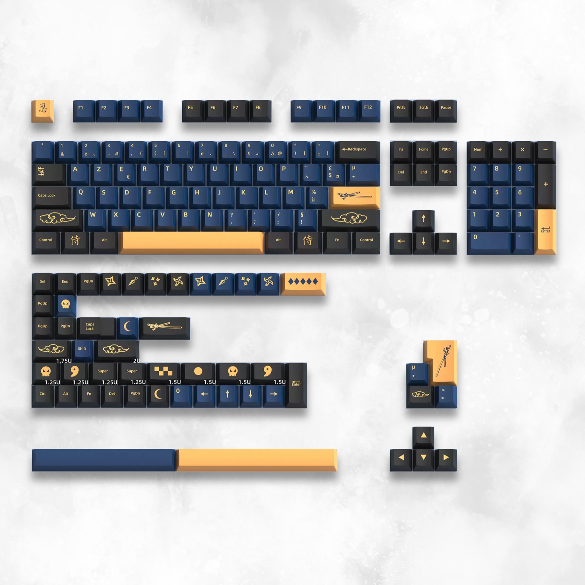 Blue Samurai Keycaps Set, 139/156 Key OEM Keycaps Set for Mechanical ...