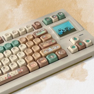 131 Key Cute Cafe Keycaps Set for Mechanical Keyboard, PBT Sublimation ...