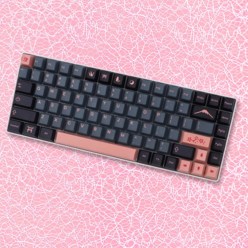 151 Keys Night Sakura Keycaps Set for Mechanical Keyboard, Cherry MX ...