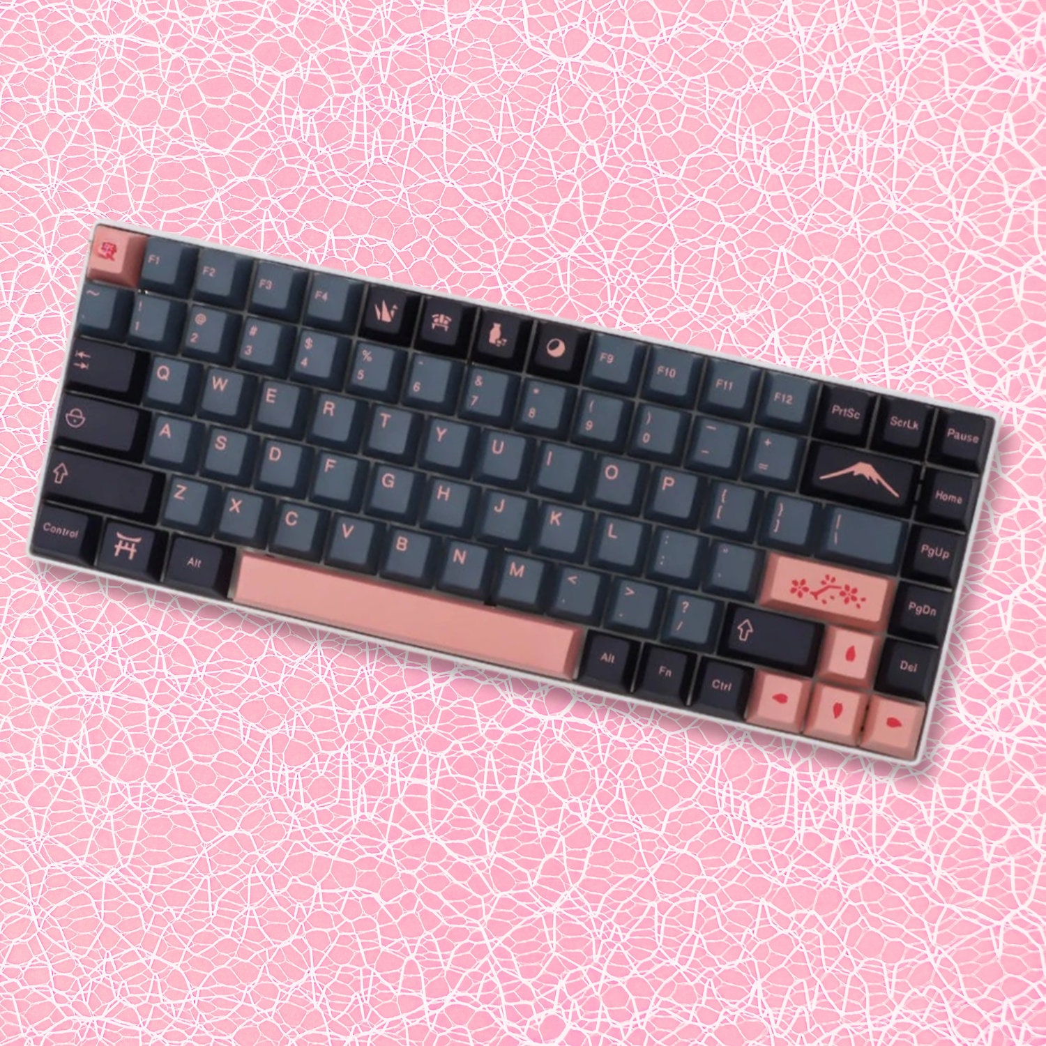 151 Keys Night Sakura Keycaps Set for Mechanical Keyboard, Cherry MX ...