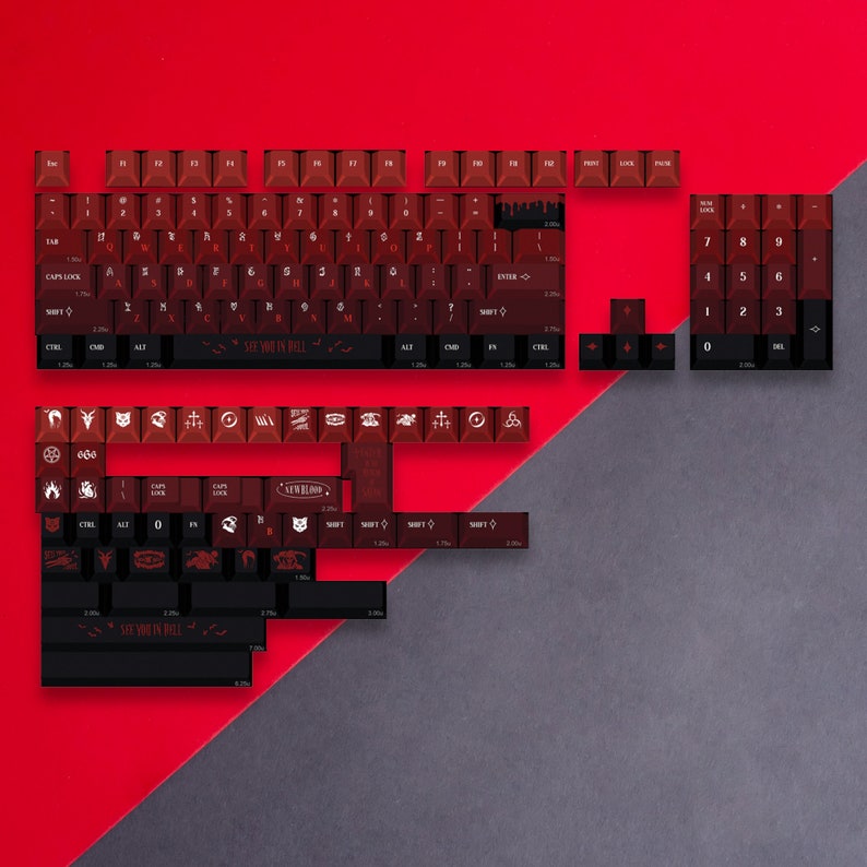 Demonic Red and Black Keycaps, Demonic Bloody Artisan Keycaps Set, 152 ... Demonic Red and Black Keycaps, Demonic Bloody Artisan Keycaps Set, 152 ...