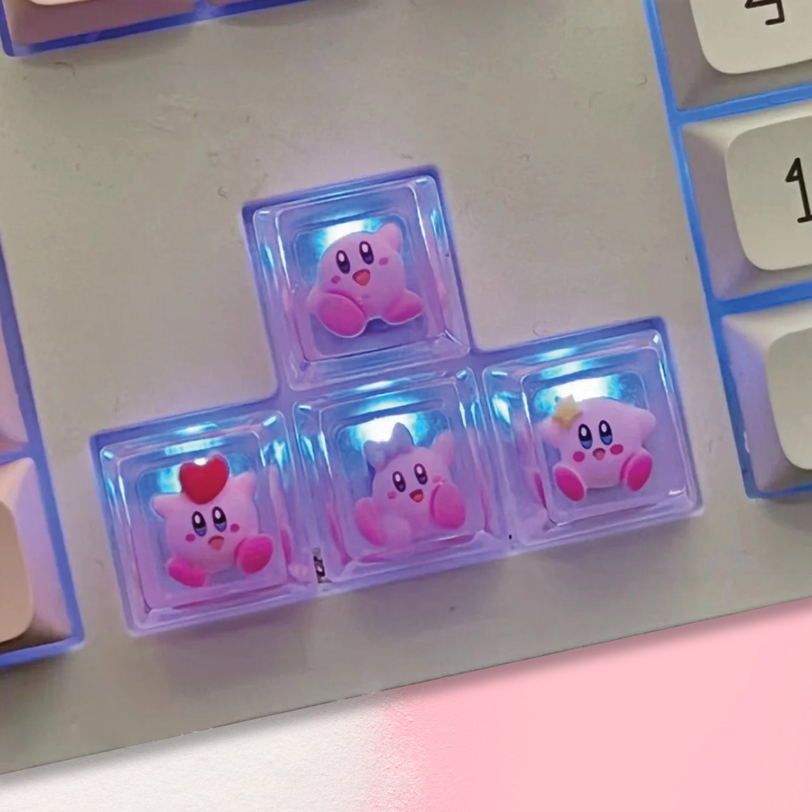 Cute Kirby Keycaps, Kawaii Kirby Keycaps, Transparent Keycaps ESC ...
