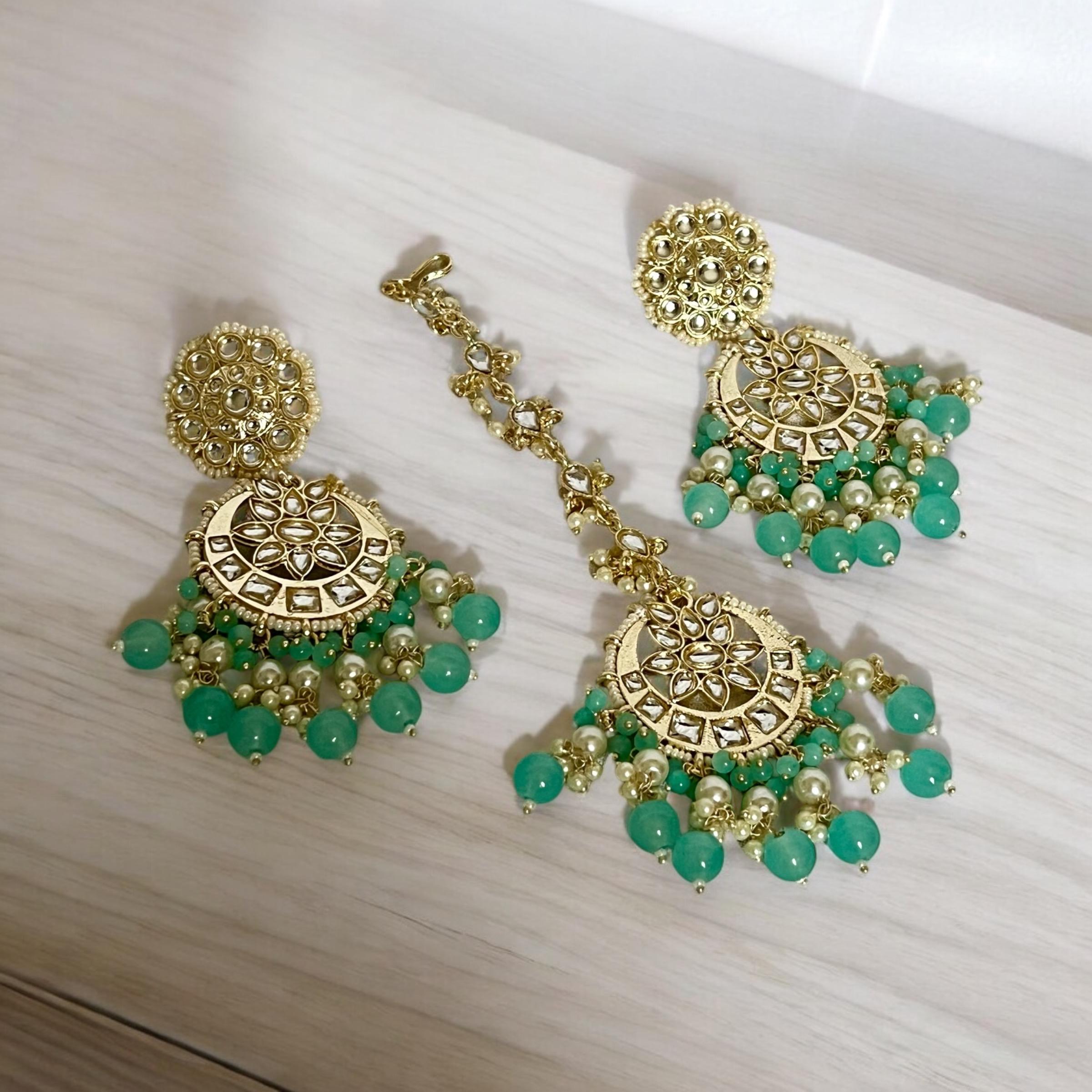 Sea green colour earrings store