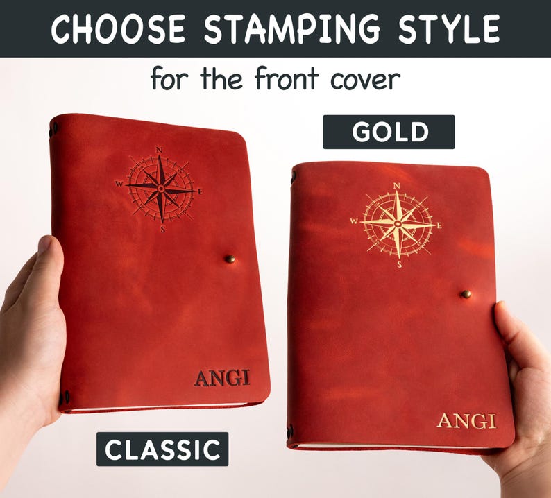 Custom Leather Journal With Refillable Pages, Monogram Notebook ...