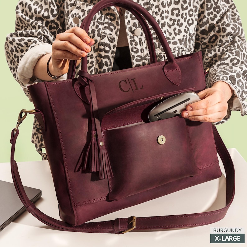 Ladies Leather Work Bag, Leather Laptop Work Bag for Ladies, Women ...