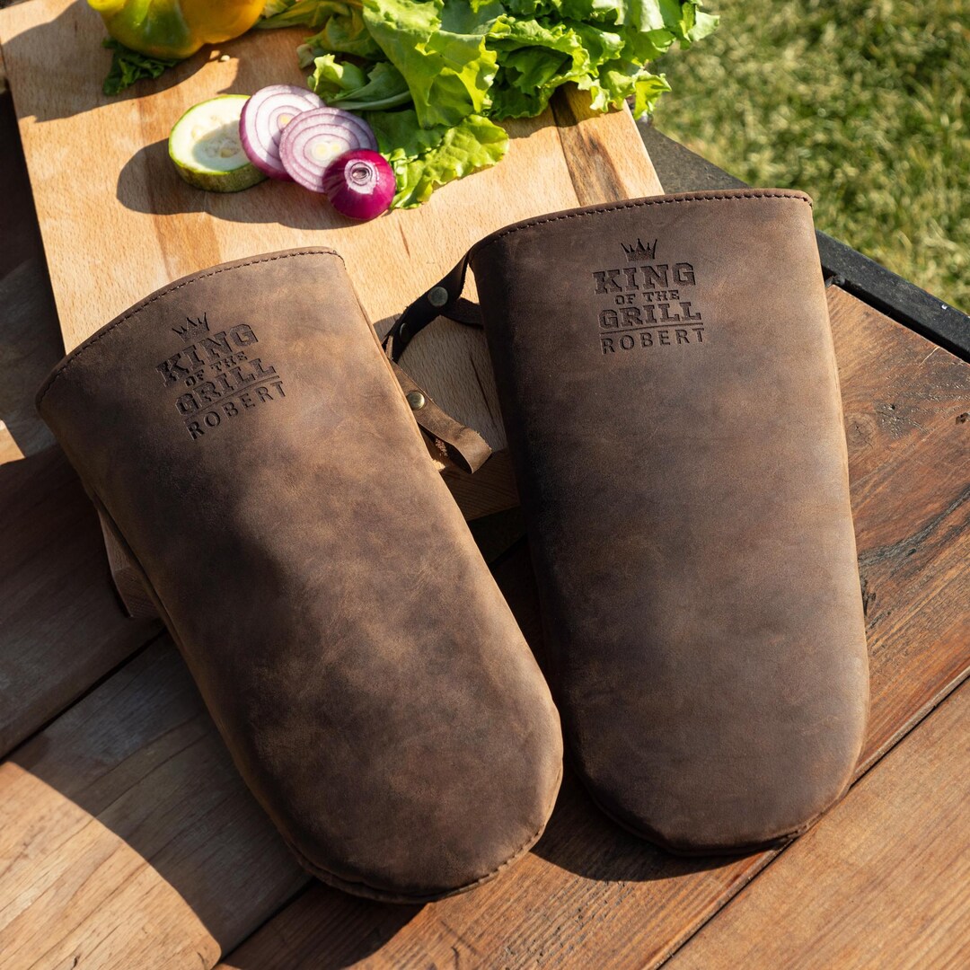 The King of the Grill Leather Grill Mitts, Best Grilling Gift for Men ...