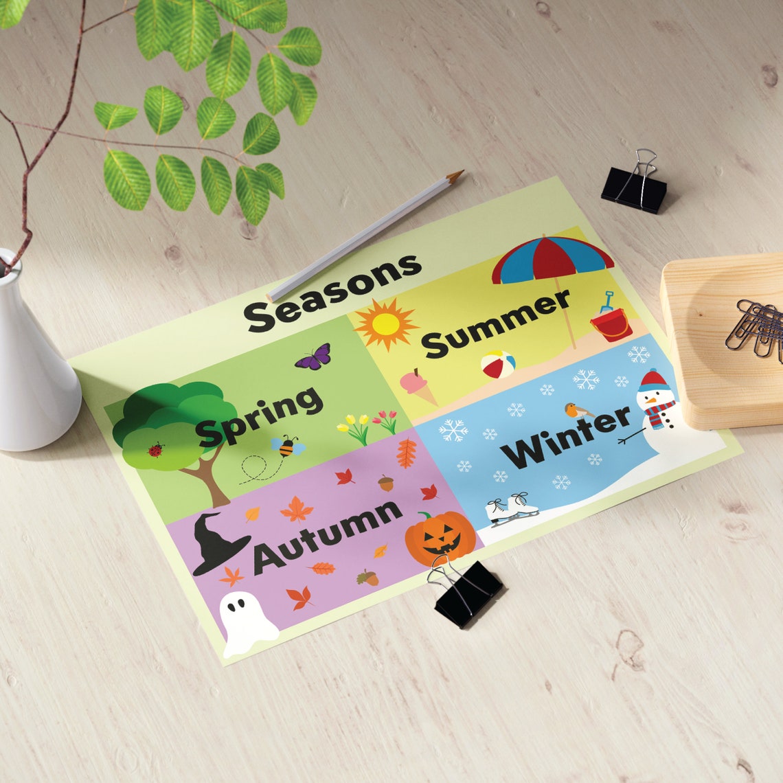 Children's 4 Seasons Poster - Instant Download - Etsy