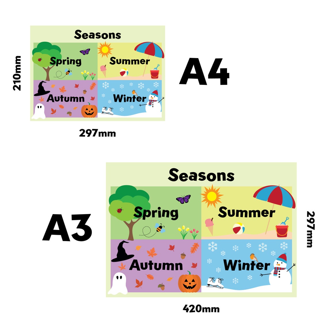 Children's 4 Seasons Poster - Instant Download - Etsy