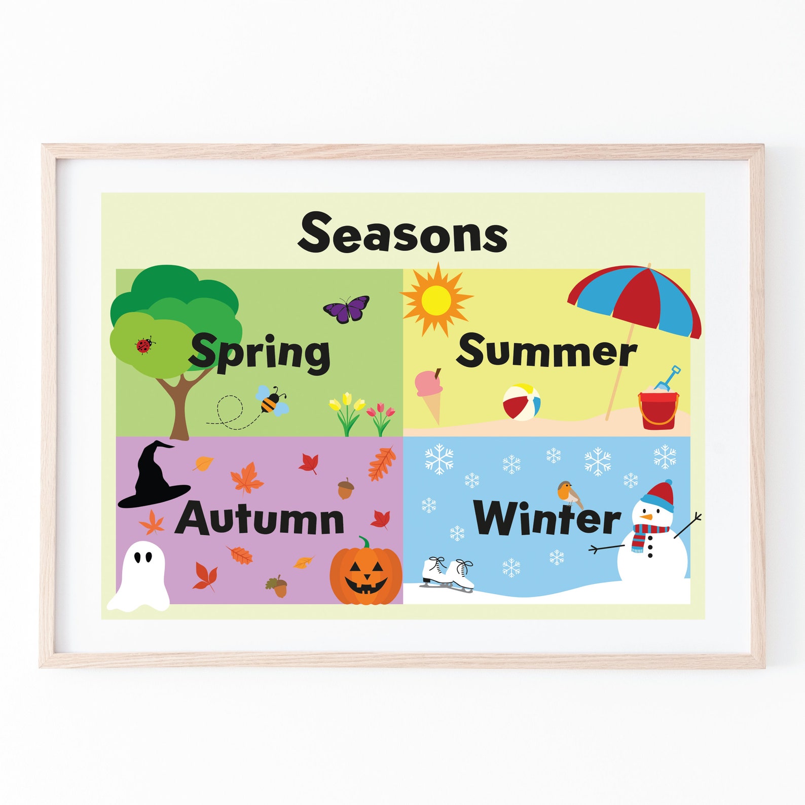 Children's 4 Seasons Poster - Instant Download - Etsy