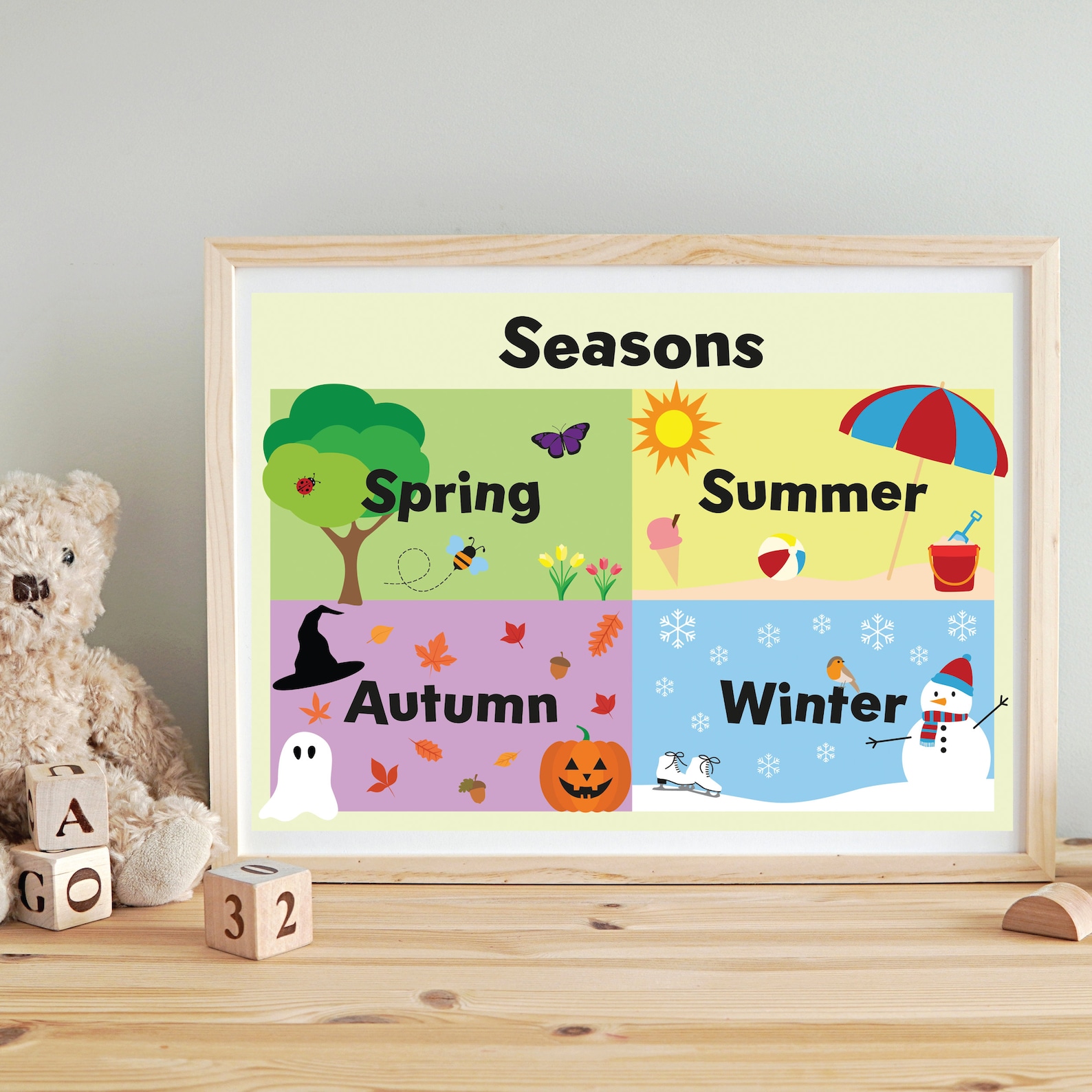 Children's 4 Seasons Poster - Instant Download - Etsy
