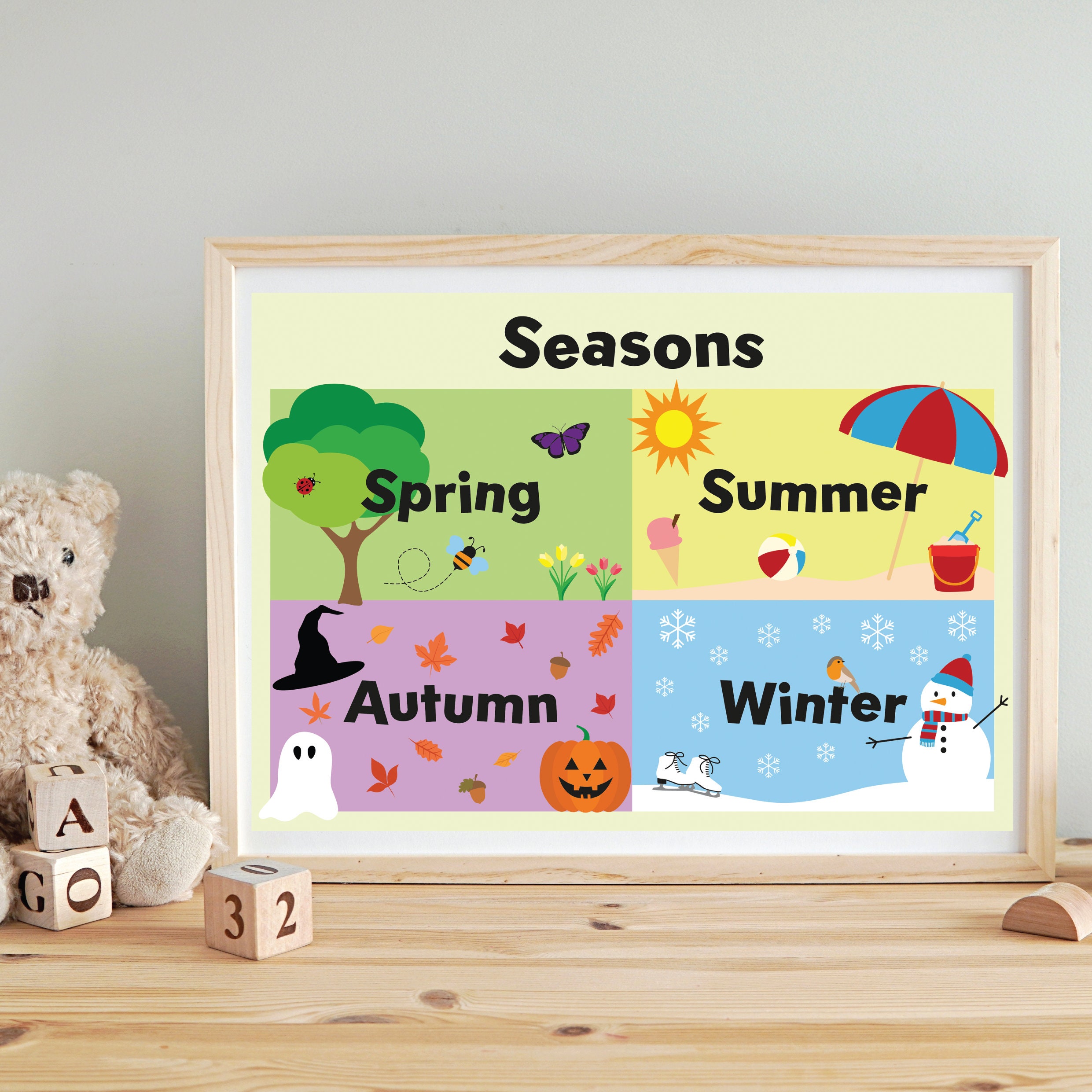Children's 4 Seasons Poster - Instant Download - Etsy