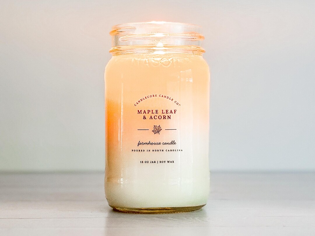 Maple Leaf & Acorn Scent: Farmhouse Mason Jar 100% Soy Candle - Etsy