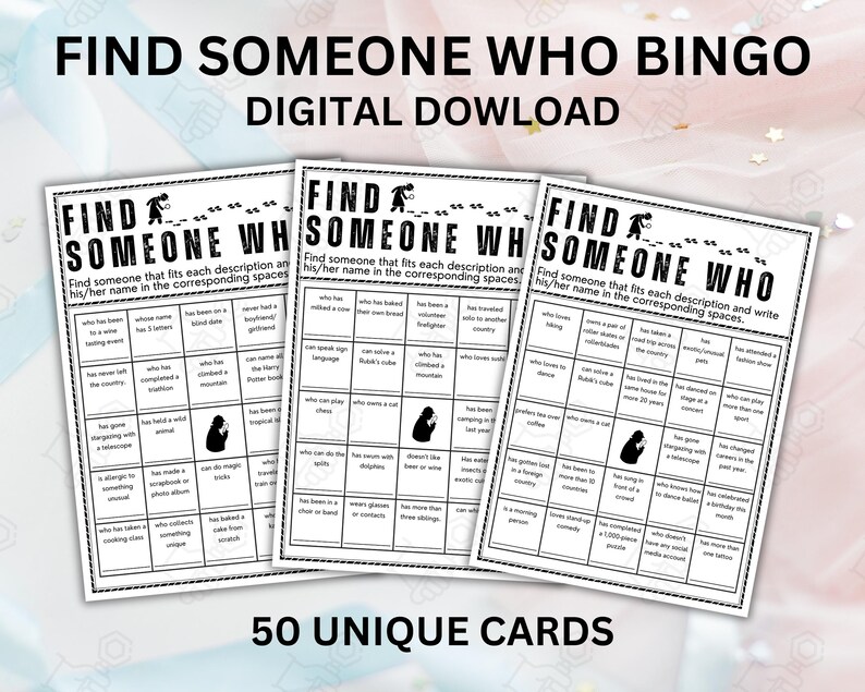 Get to Know You Bingo, Find Someone Who Bingo, Find the Guest Bingo ...