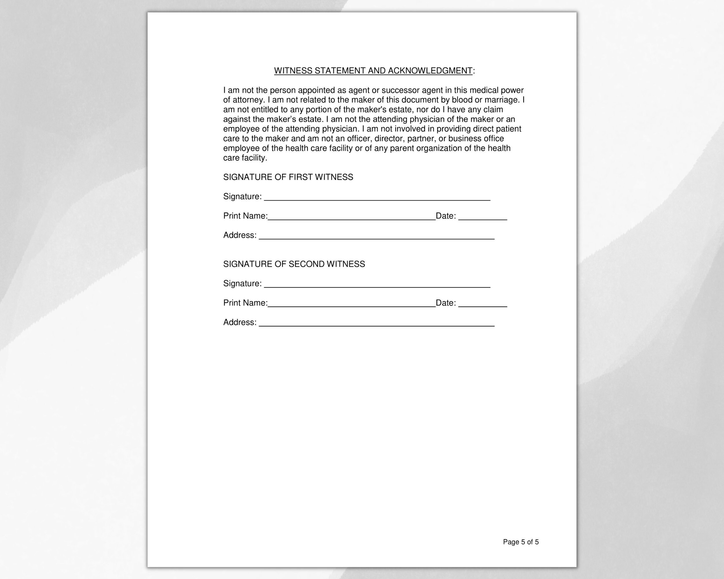 Medical Power of Attorney, Medical Power of Attorney MPOA Form, Medical ...