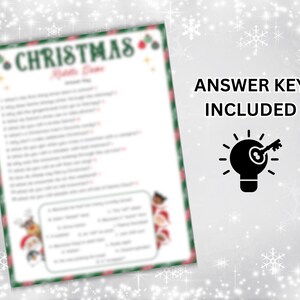 Christmas Riddle Game Christmas Game Printable Fun Holiday Party Game ...