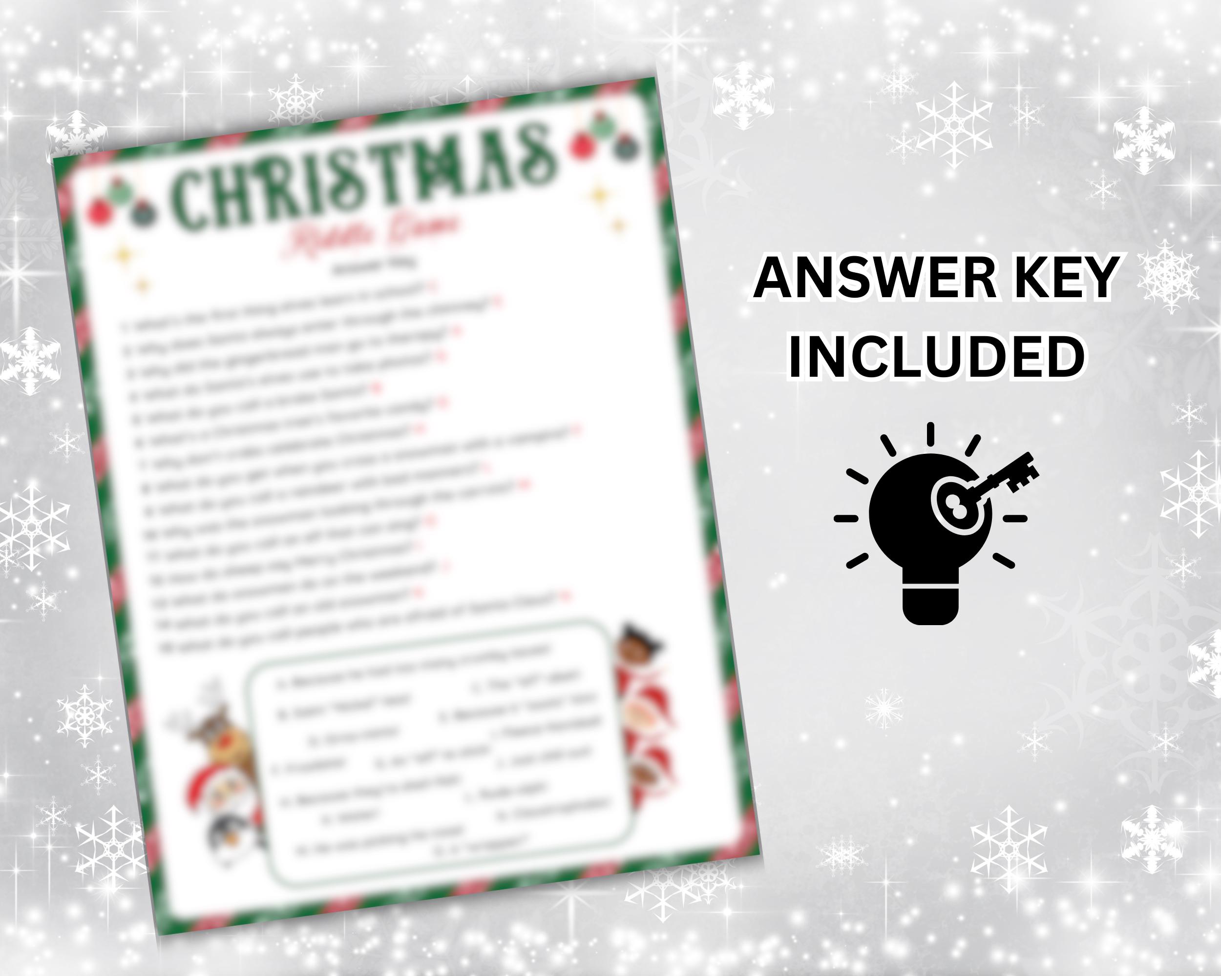 Christmas Riddle Game Christmas Game Printable Fun Holiday Party Game ...
