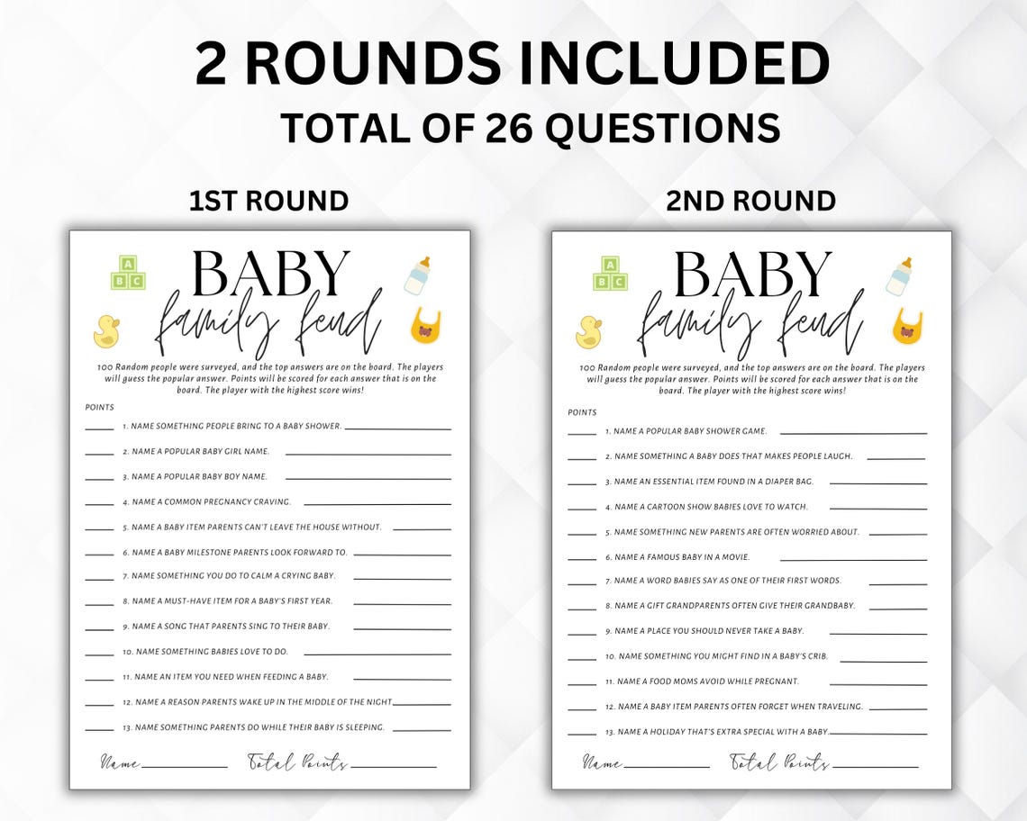 Baby Family Feud | Baby Shower Games Printable | Family Feud Game ...