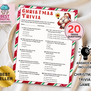 Printable Christmas Trivia Game, Christmas Party Game, Christmas Game ...
