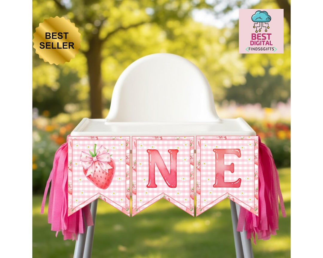 Berry First Birthday High Chair Banner, Berry First Birthday Decor ...