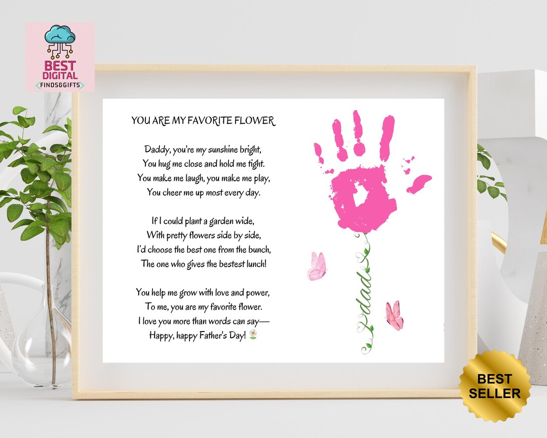 Flower Handprint Art Gift Fathers Day Gift Gigi Handprint Art DIY Hand ...