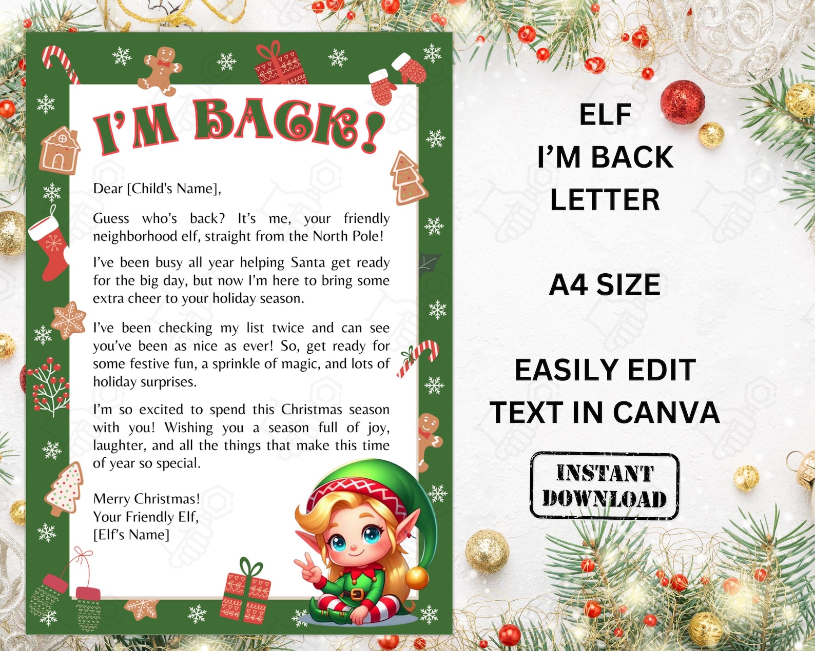 Editable Elf Letter, Elf Printable, Personalized Elf Letter, Elf on the ...