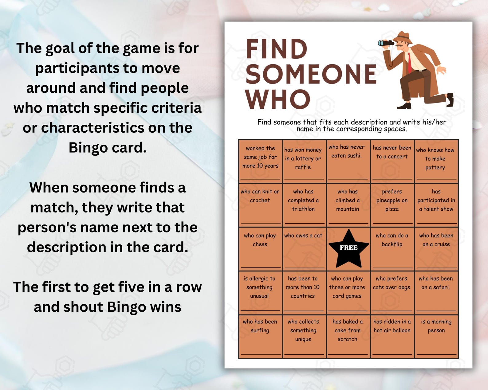 Get to Know You Bingo, Find Someone Who Bingo, Find the Guest Bingo ...