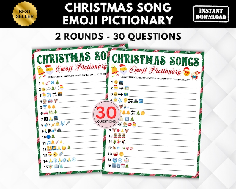 Christmas Emoji Pictionary Game, Christmas Printable Game, Holiday ...