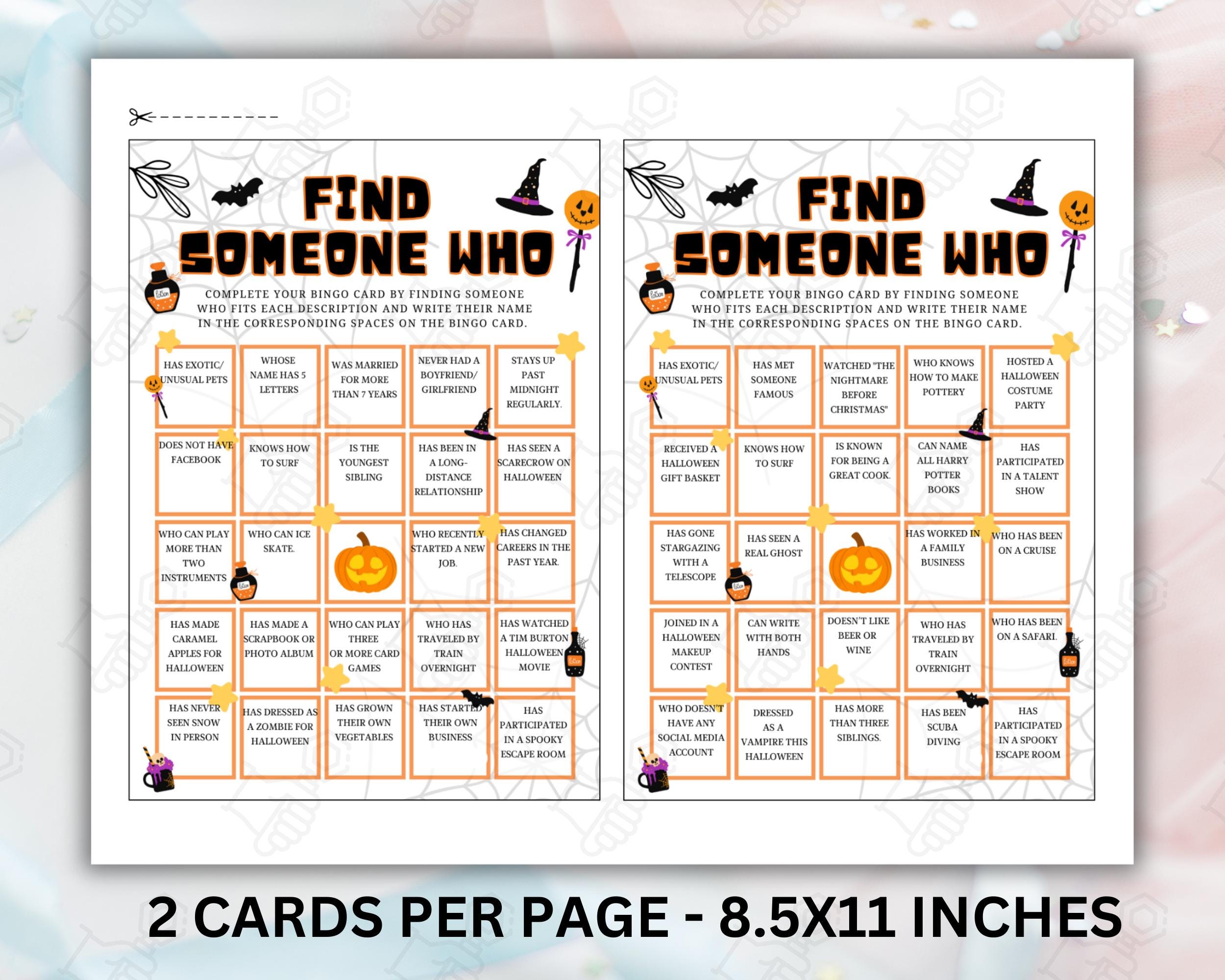 Get to Know You Bingo, Find Someone Who Bingo, Find the Guest Bingo ...