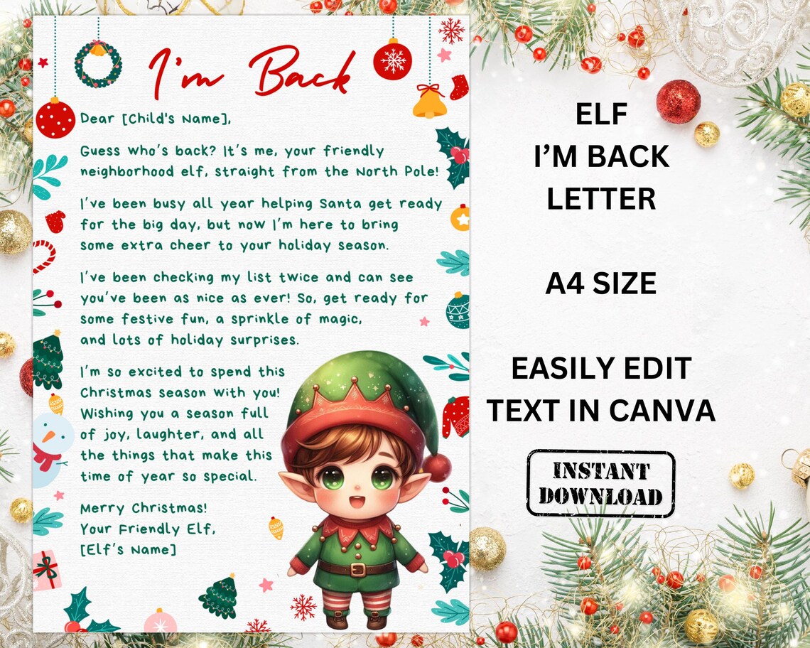 Editable Elf Letter, Elf Printable, Personalized Elf Letter, Elf on the ...