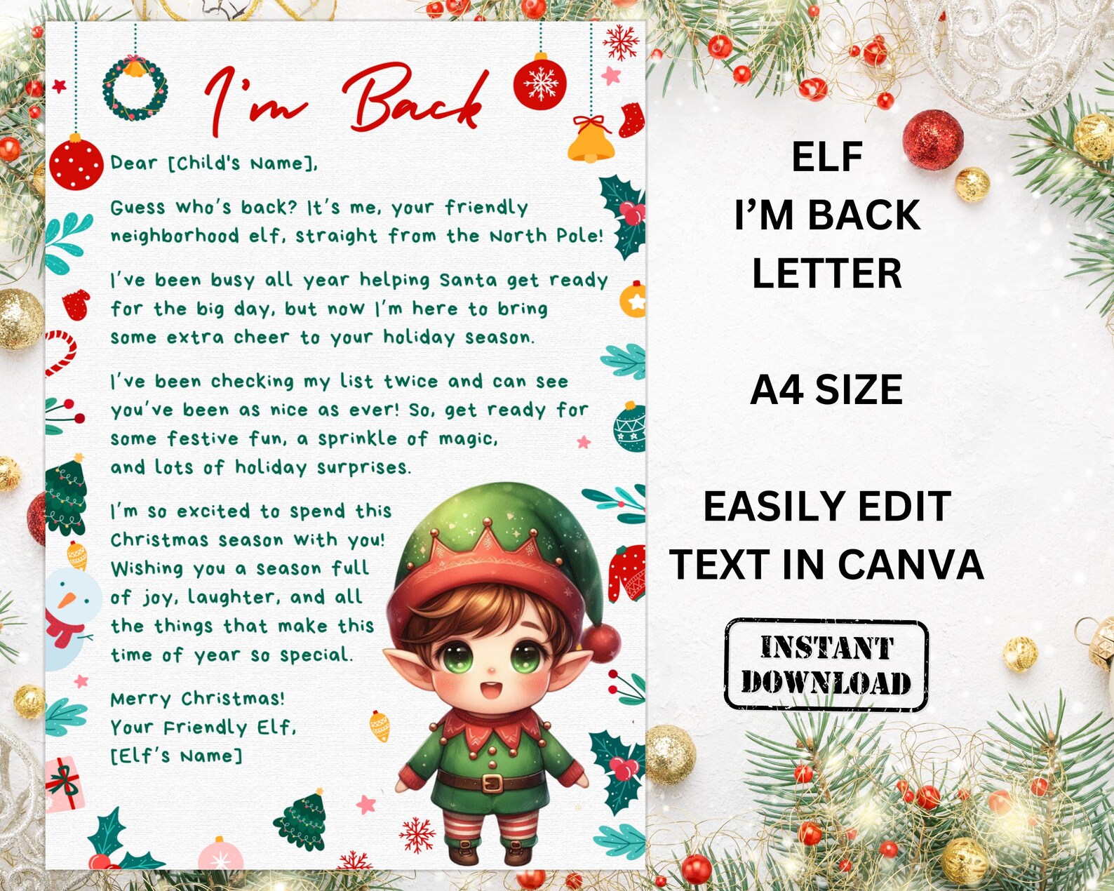 Editable Elf Letter, Elf Printable, Personalized Elf Letter, Elf on the ...