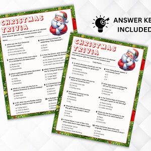 Printable Christmas Trivia Game, Christmas Party Game, Christmas Game ...