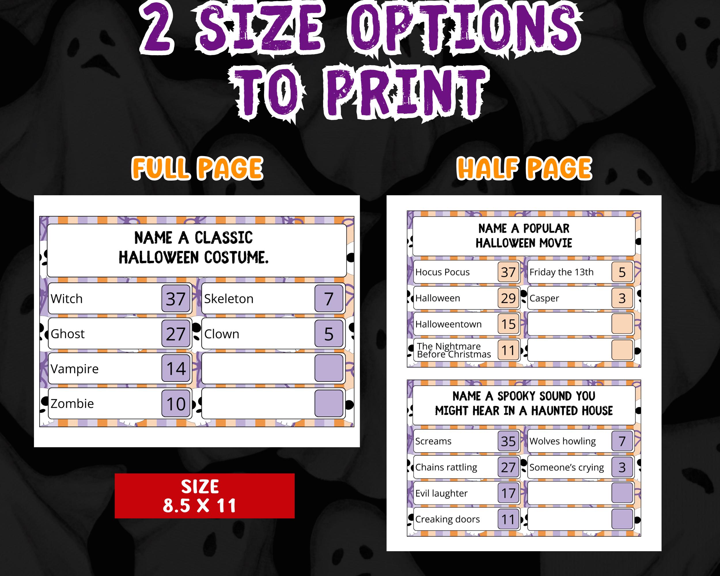 Halloween Friendly Feud Game | Printable Halloween Game | Halloween ...